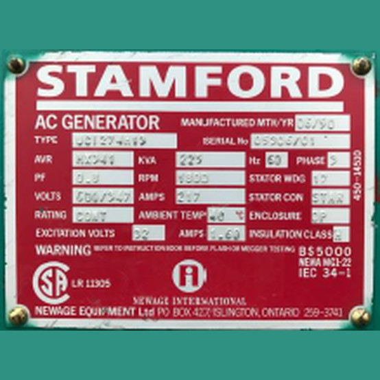 Generador Stamford de 180 kW