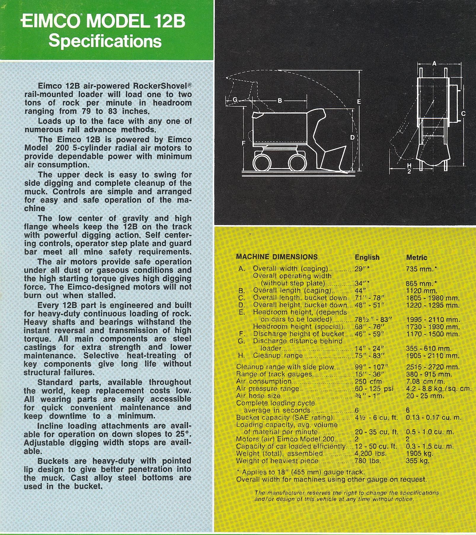 Eimco 12B Mucking Machine