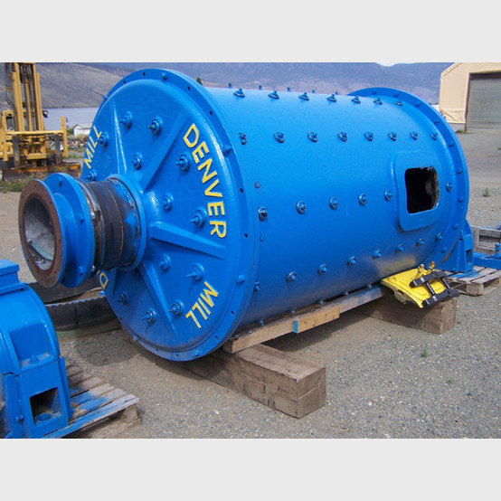 Denver 5 ft. Dia. x 8 ft. Long ball Mill. Driven by 75 HP Motor.