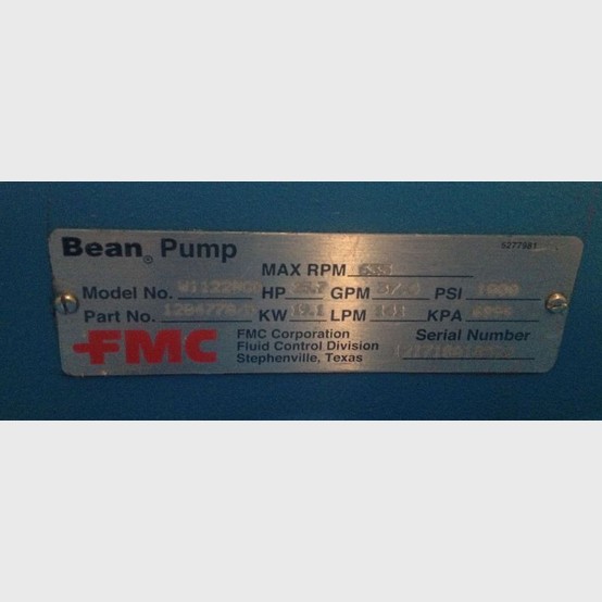 New FMC Piston Pumps. Model: W1122BCD. 2 in. x 1.25 in. 900 RPM Sold By Savona Equipment