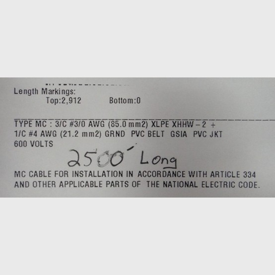 New Teck Cable. 3 OT - 3 Conductor. 2,500 ft. Spooled on Roll.