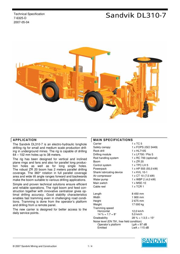 Sandvik DL310-7 Longhole Drill