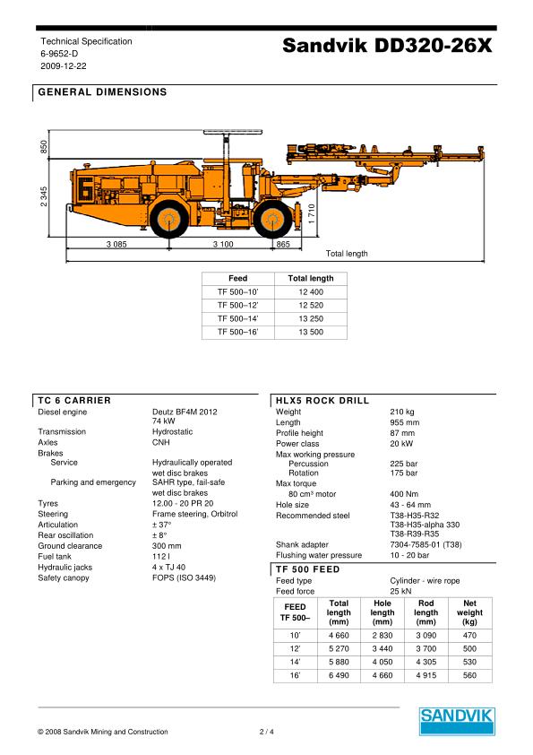 Sandvik DD320 2 Boom Jumbo Drill