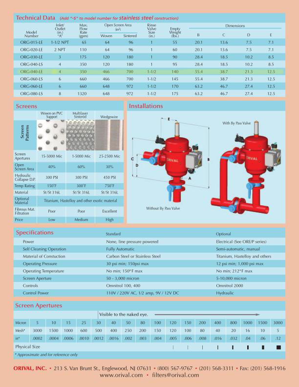 Orival 4 in. Automatic Self-Cleaning Water Filter
