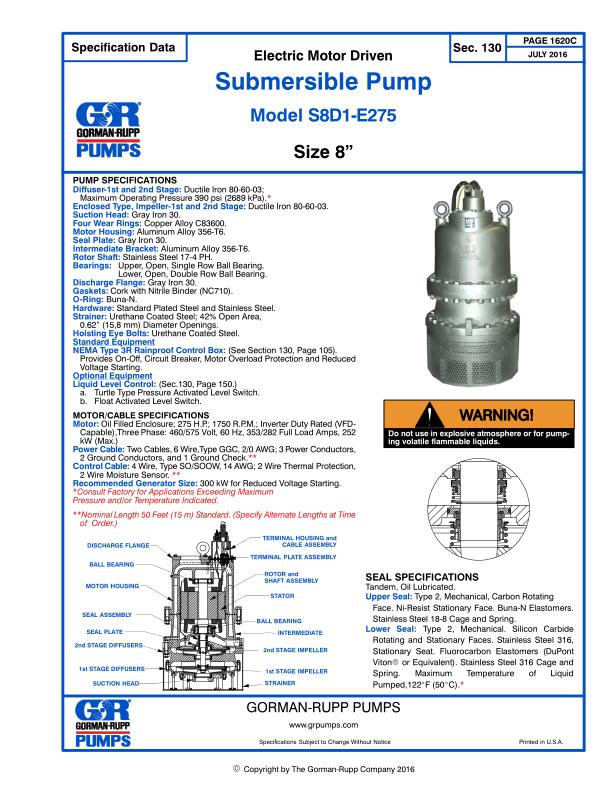 Gorman-Rupp 8 in. Submersible Pumps