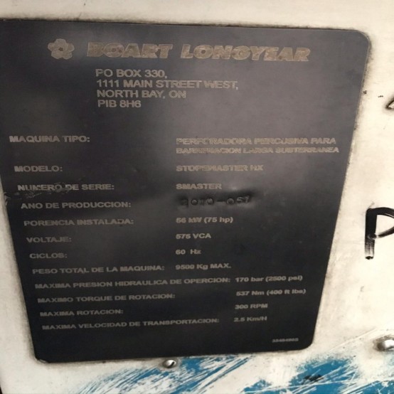 Perforadora de Roca Boart Longyear Stopemaster HX