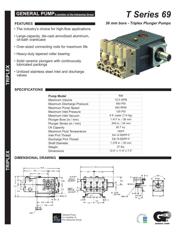 General T41 Triplex Pressure Pumps