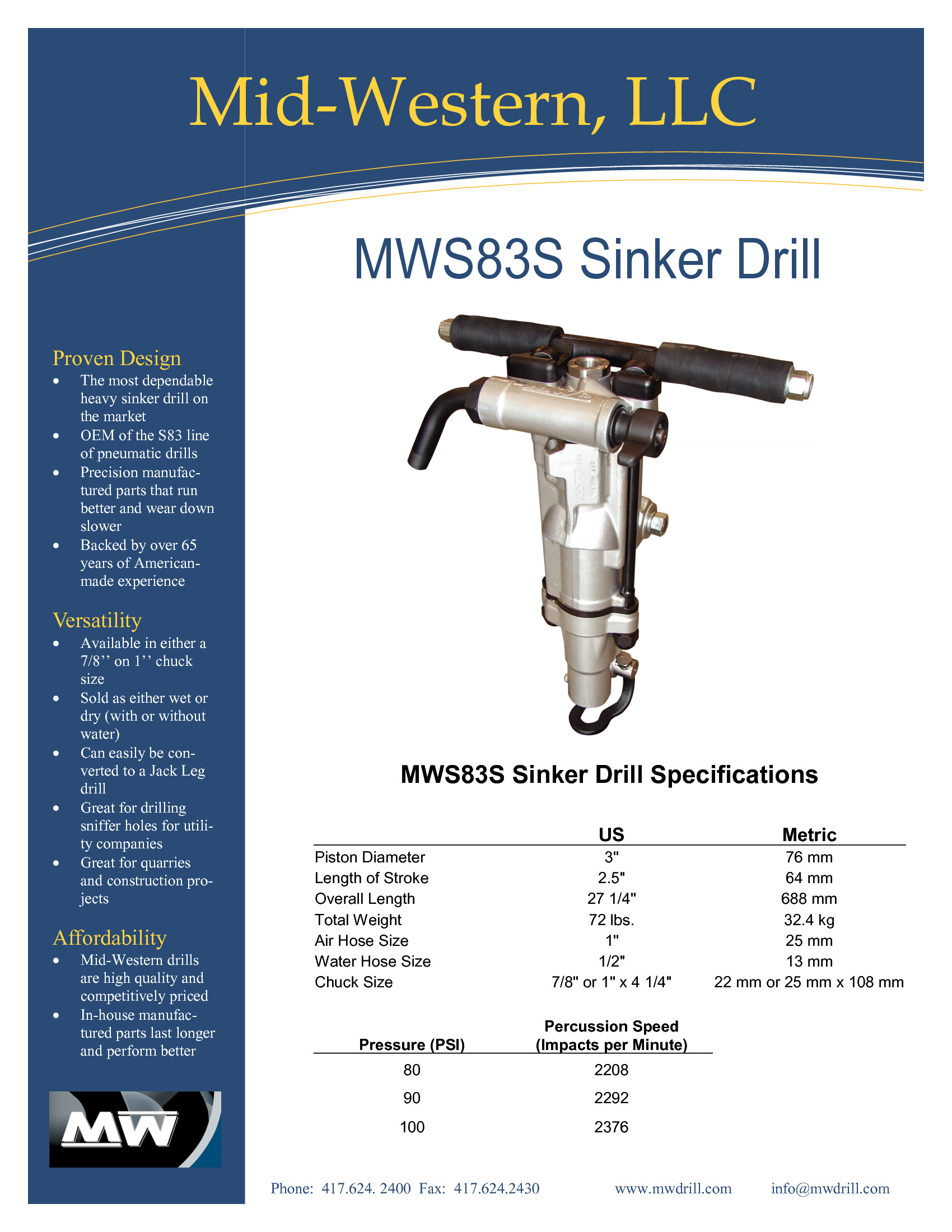 Mid-Western T-handle Sinker Drill