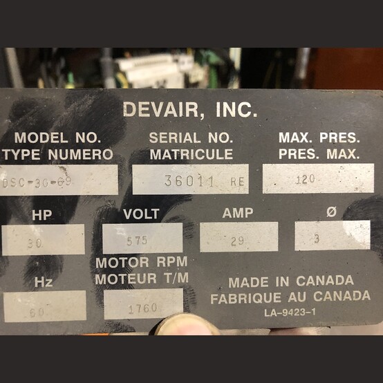 Devair 30 HP Rotary Screw Air Compressor